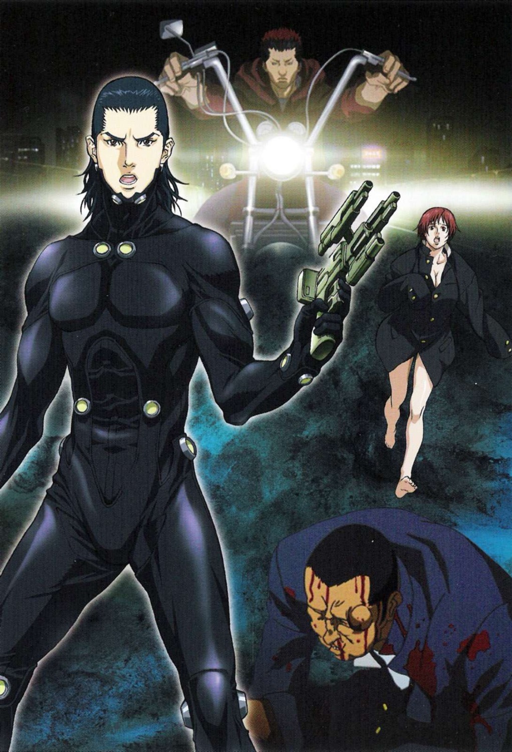 gantz hatanaka hiroshi kishimoto kei masaru kato tetsu (gantz) blood bodysuit cleavage gun ...